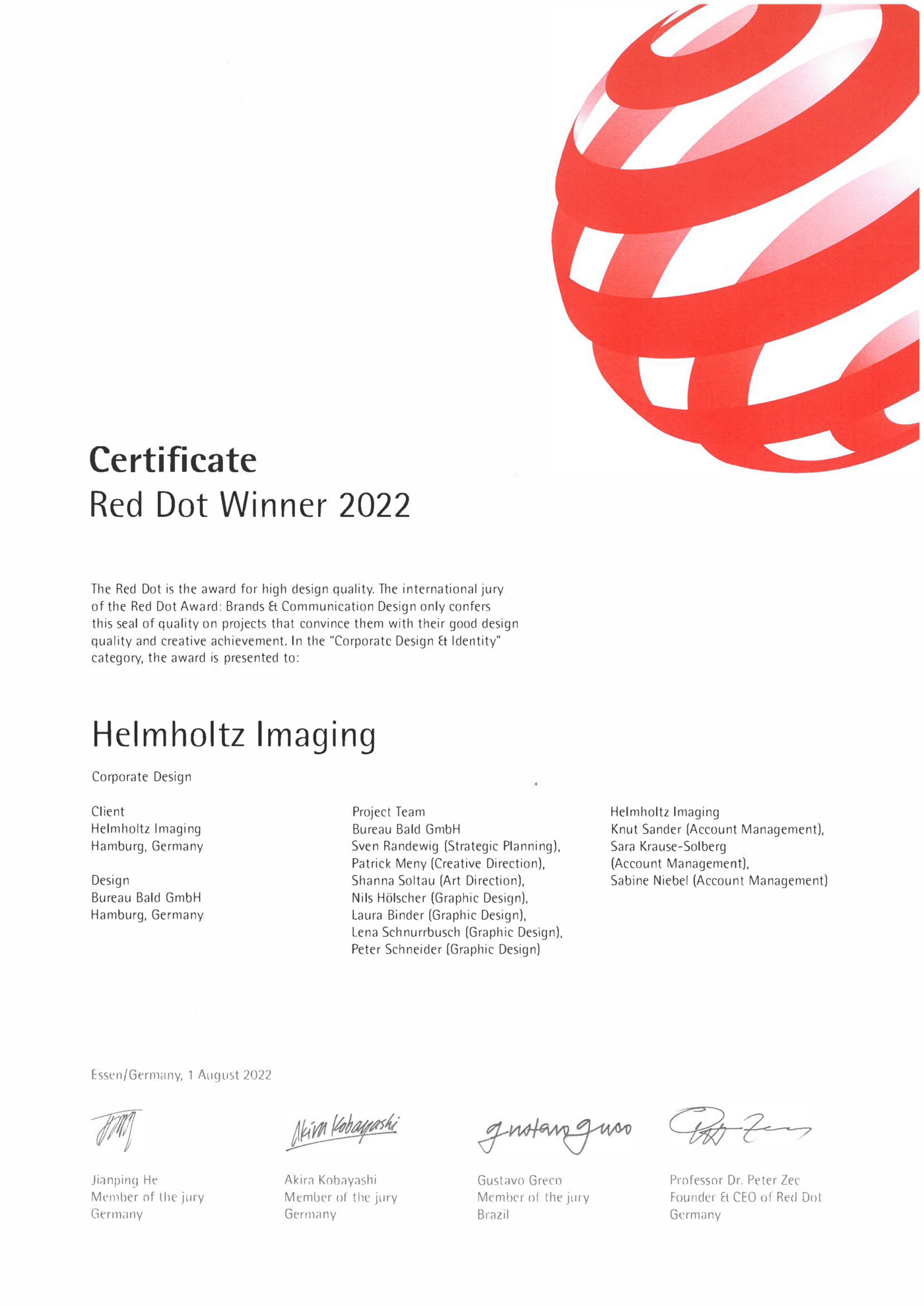 Helmholtz Imaging wins Red Dot of the Red Dot Design Award 2022 ...